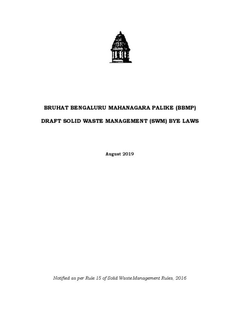 BBMP Draft SWM Bye-Law Final | PDF | Waste Management | Municipal Solid ...