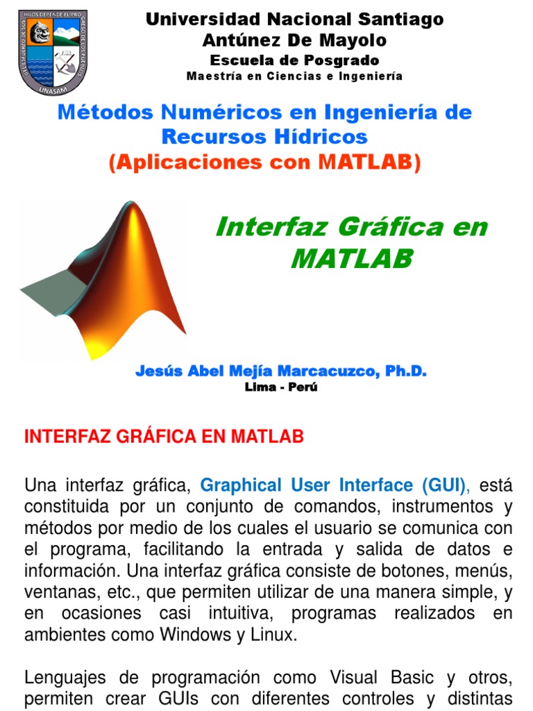 Huaraz Mnirh 04 Interfaz Grafica en Matlab | PDF | Interfaces gráficas ...