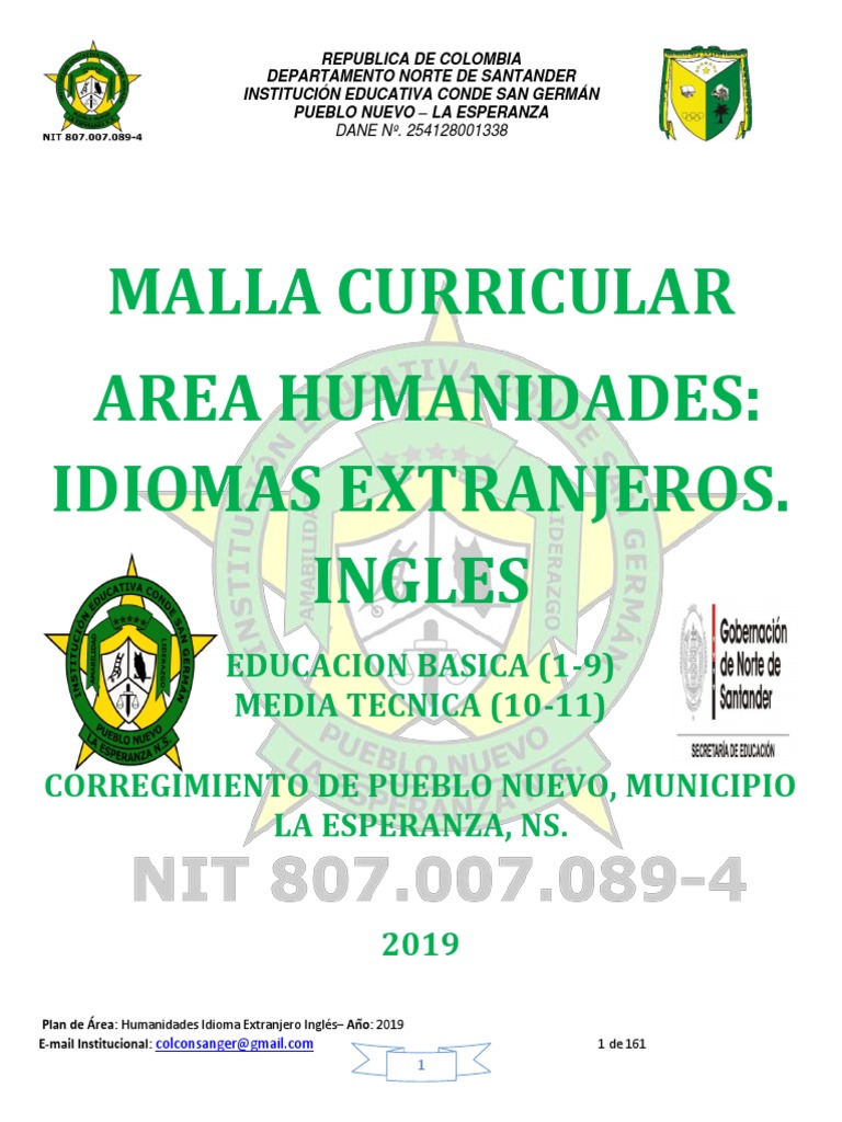 Malla Curricular Area de Ingles 2019 PDF | PDF | Multilingüismo ...