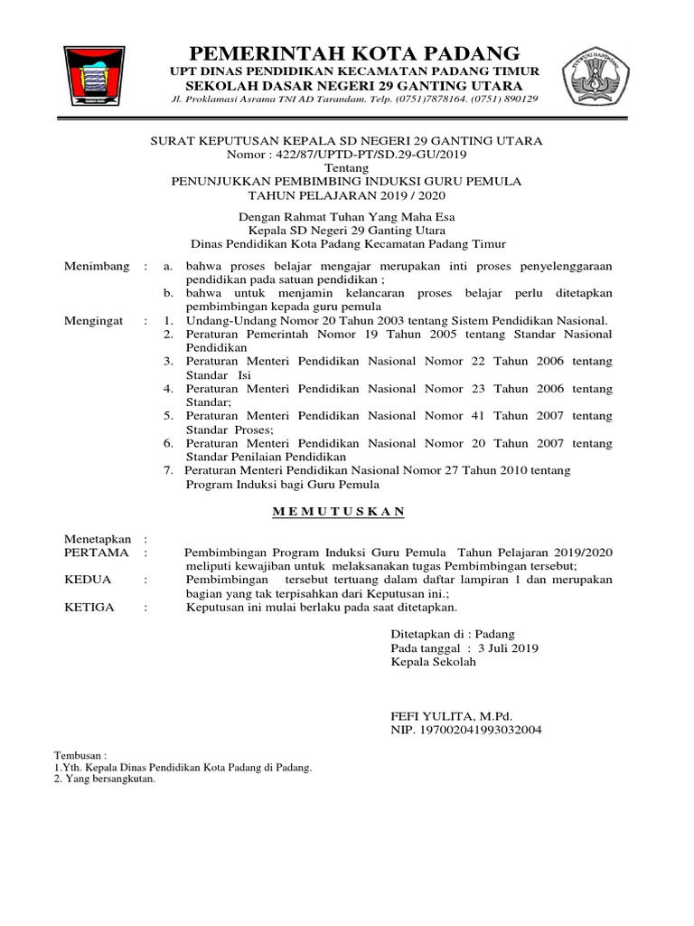 SK Penunjukan Pembimbing | PDF | Kesehatan Holistik