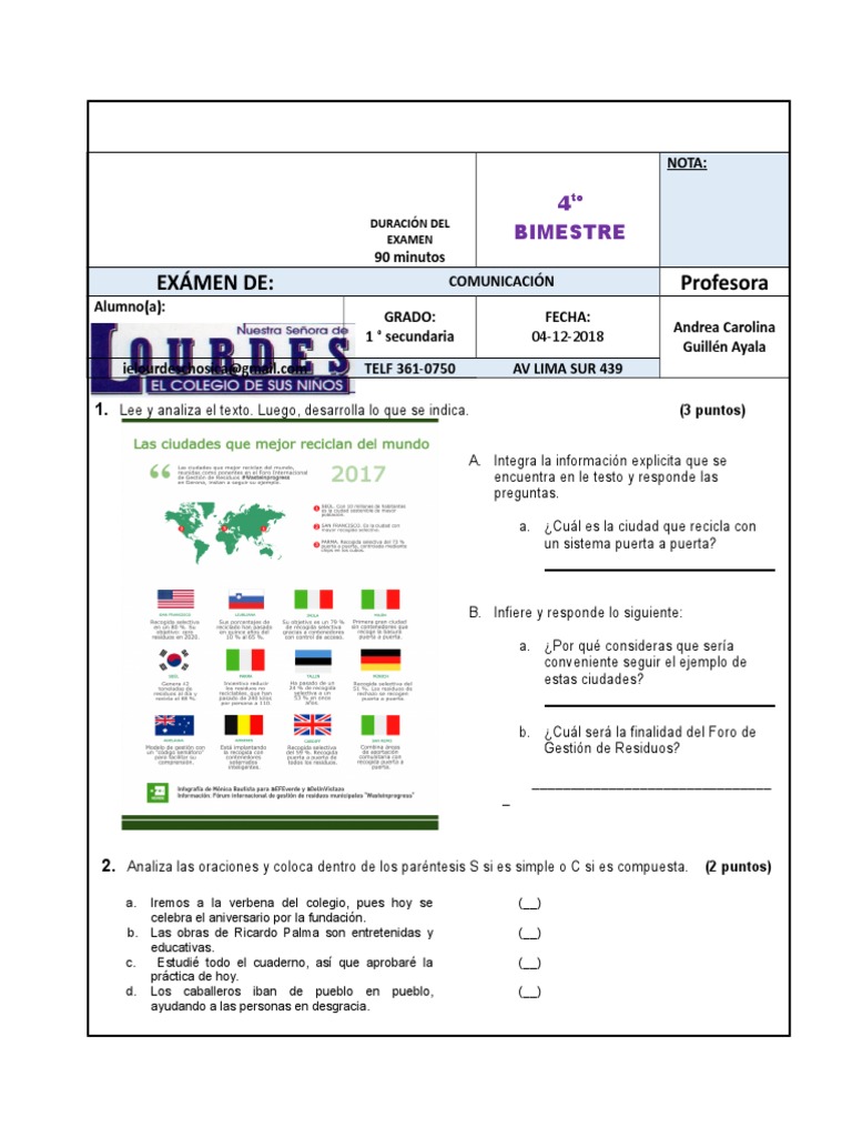 COMUNICACIONIIBIMESTREIV | Download Free PDF | Oración (Lingüística ...
