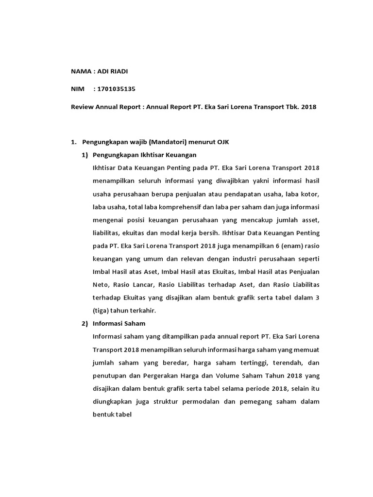 Contoh Review Annual Report | PDF