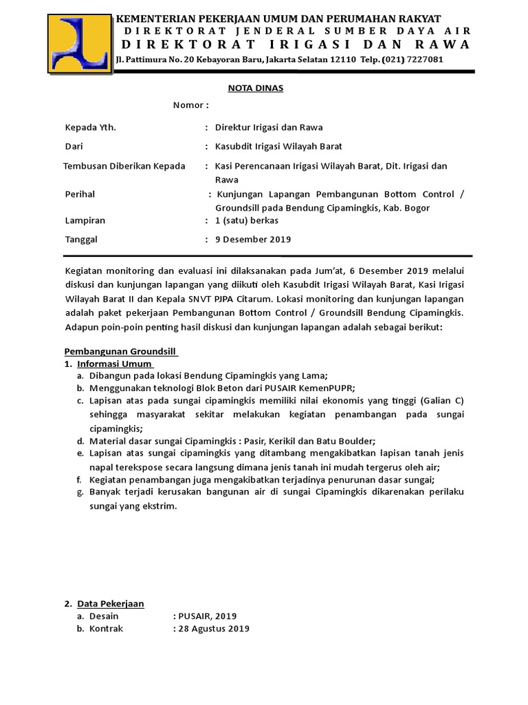 Kunjungan Pembangunan Groundsill Cipamingkis | PDF