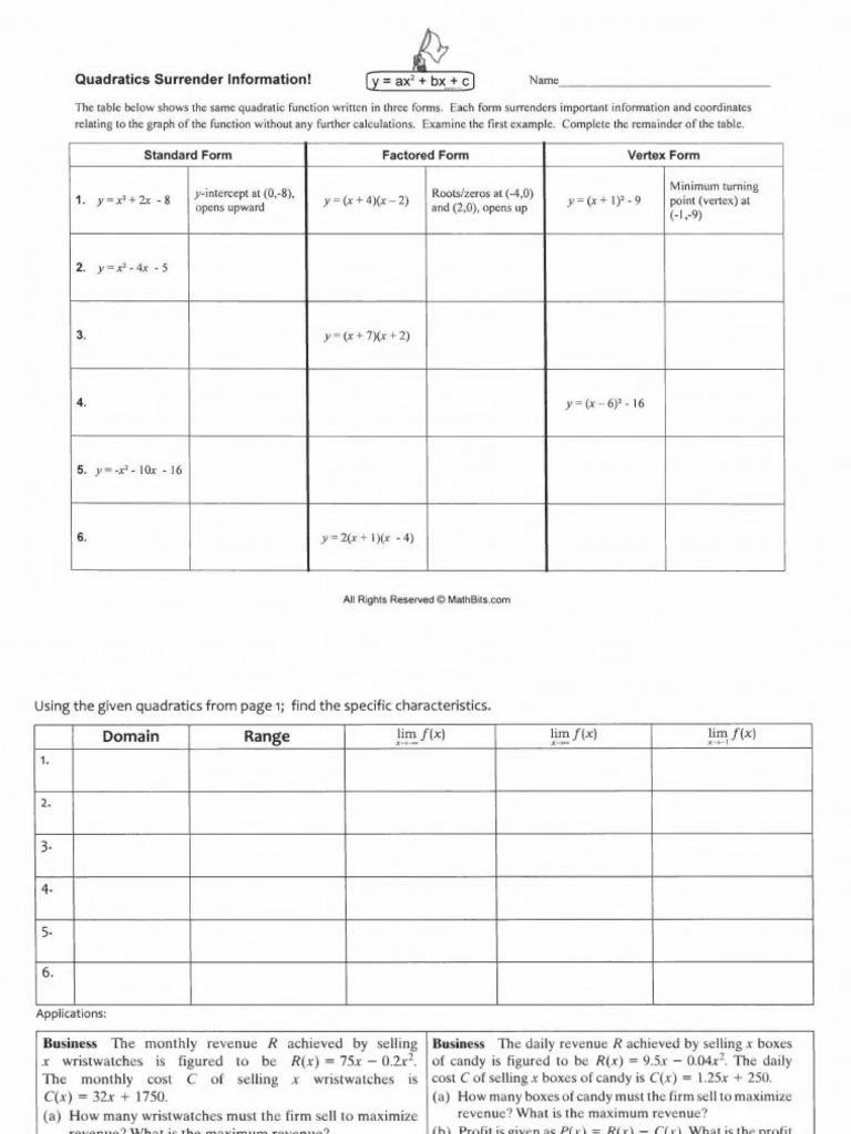 2020 HW - Quadratics-1 | PDF | Quadratic Equation | Function (Mathematics)