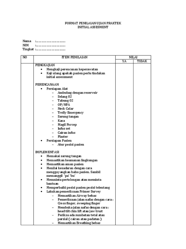 Format Initial Assesment | PDF