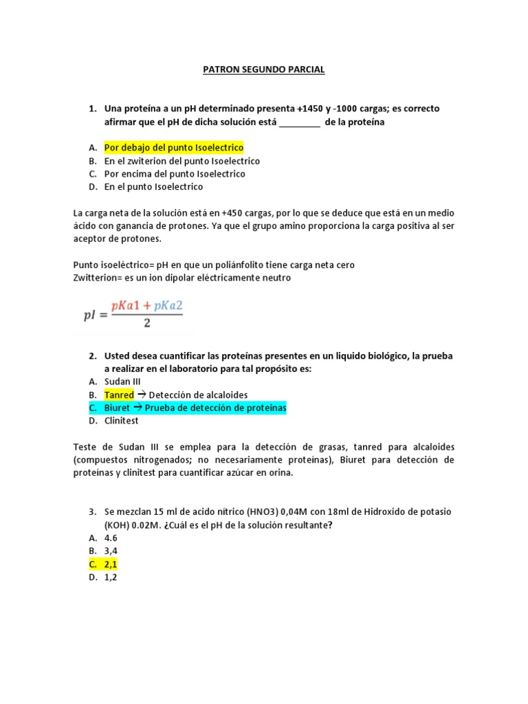 Patron Segundo Parcial | PDF | Aminoácidos | Lípido