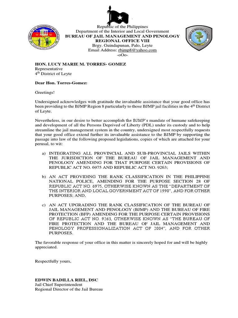 Cover Letter - Cong Gomez - Legislative Proposals | PDF