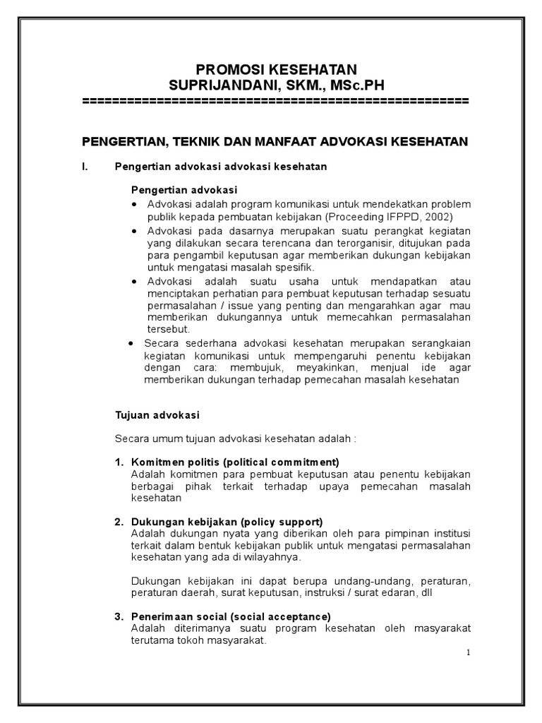 Teori Advokasi Untuk Mahasiswa | PDF | Karier & Perkembangan ...