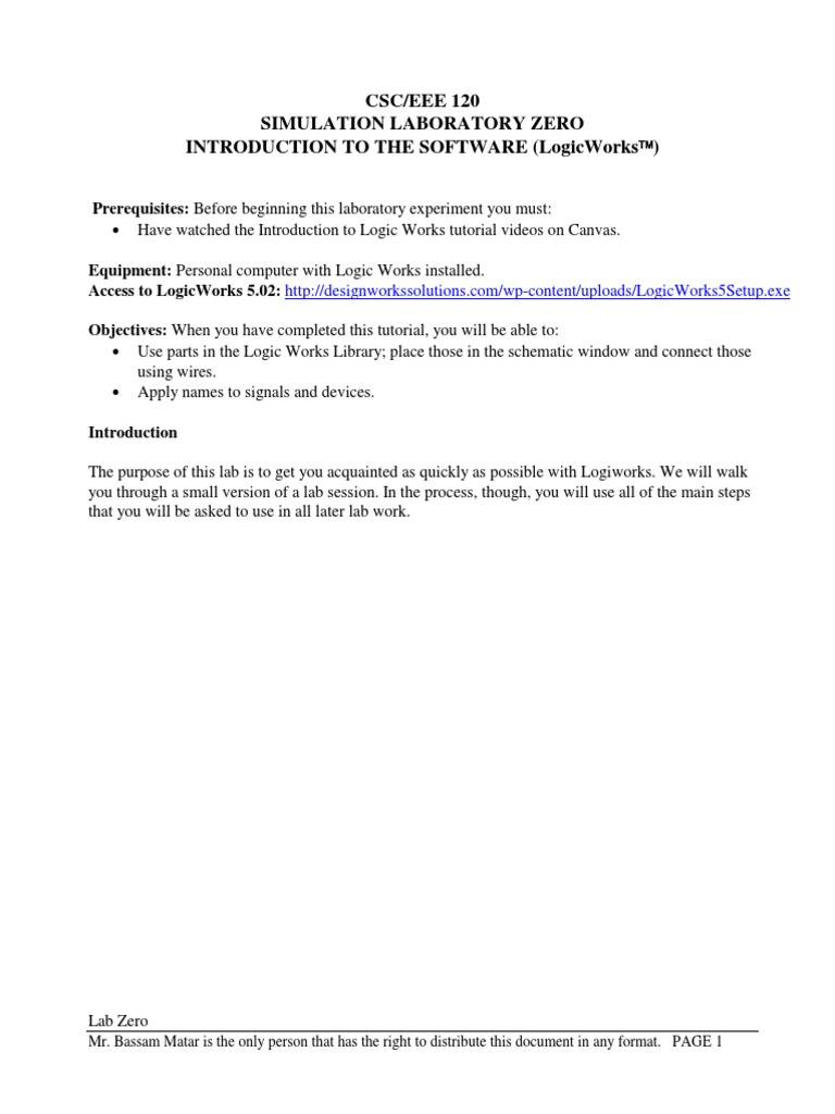 LogicWorks Simulation Lab Guide | PDF | Logic Gate | Menu (Computing)