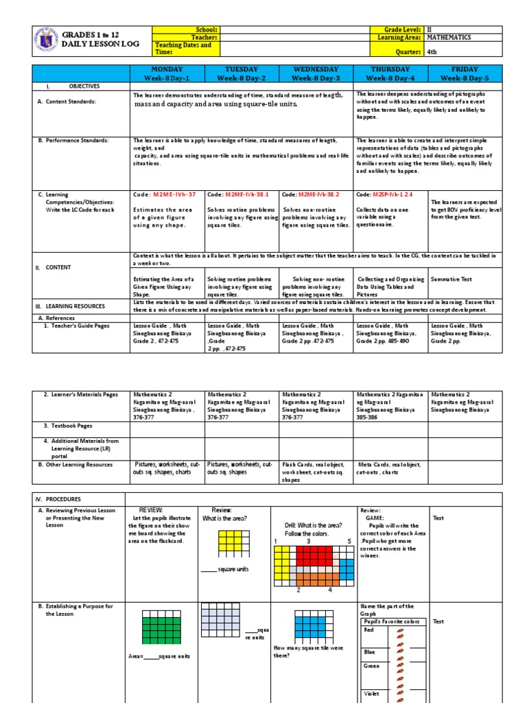 Math 2 Q4 Week 8-1 | PDF | Worksheet | Teachers