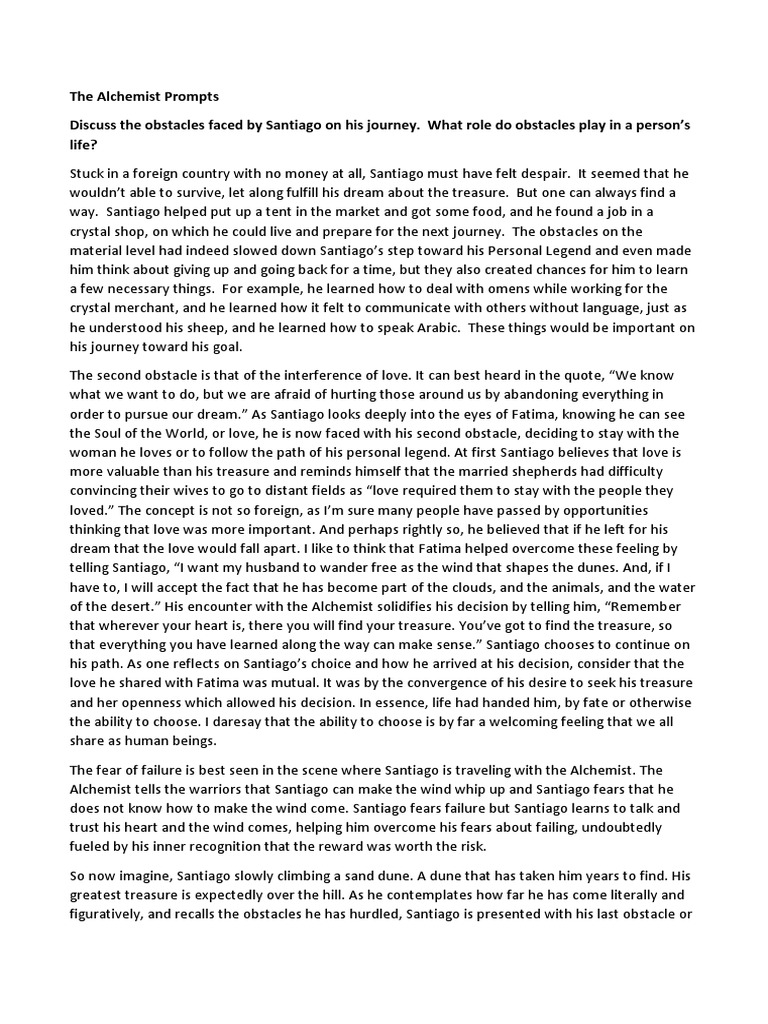 Overcoming Obstacles: Santiago's Journey of Self-Discovery and ...