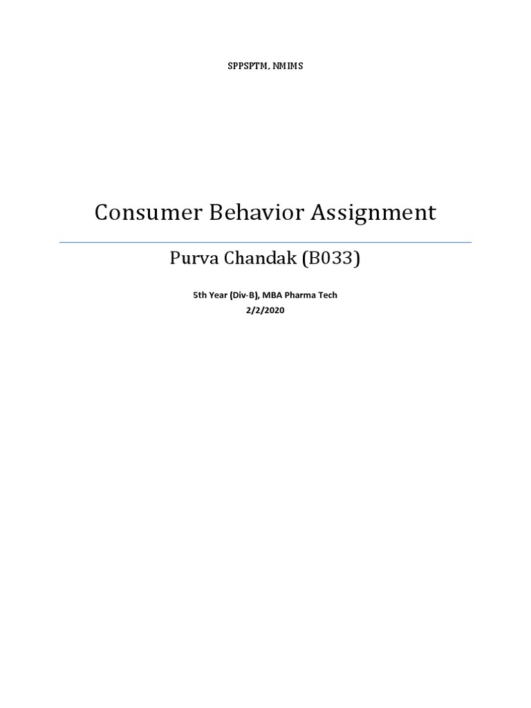 Consumer Behavior Assignment | Download Free PDF | Behavior | Consumer Behaviour