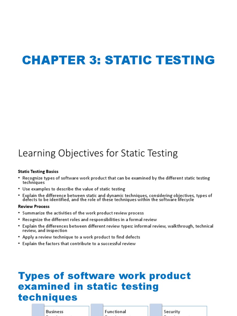 Chapter 3 - Static Testing | PDF | Software Testing | Software Development