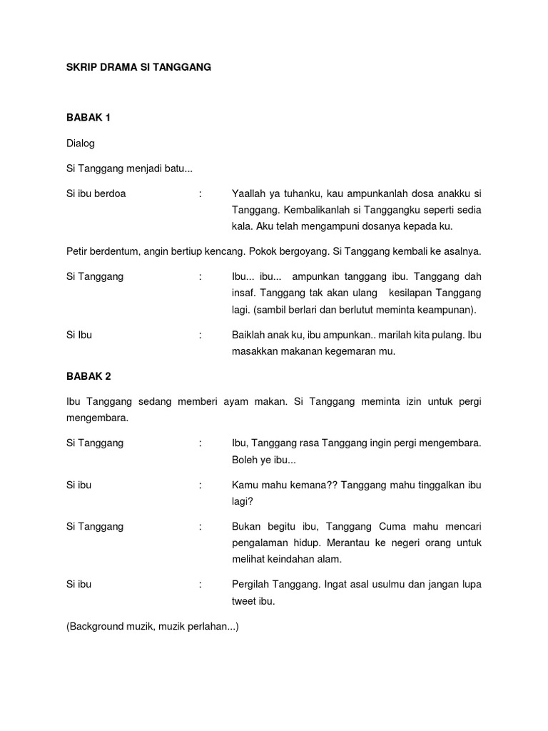 Contoh Skrip Teater Si Tanggang Kembali | PDF