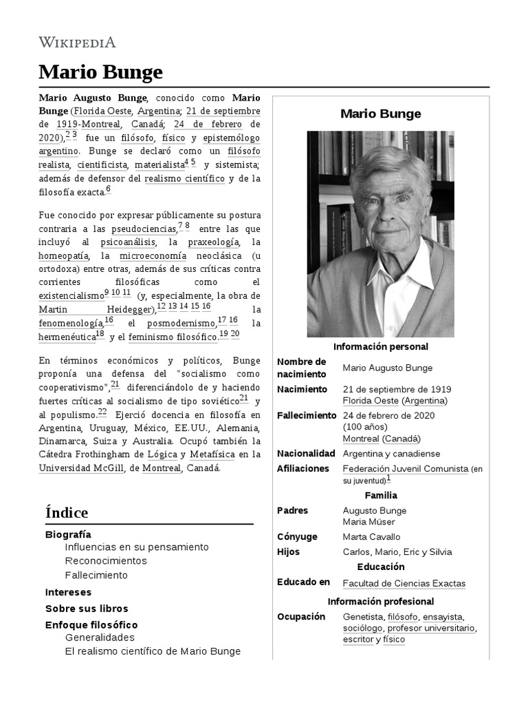 Mario Bunge | PDF | Realismo filosófico | Teorías filosóficas