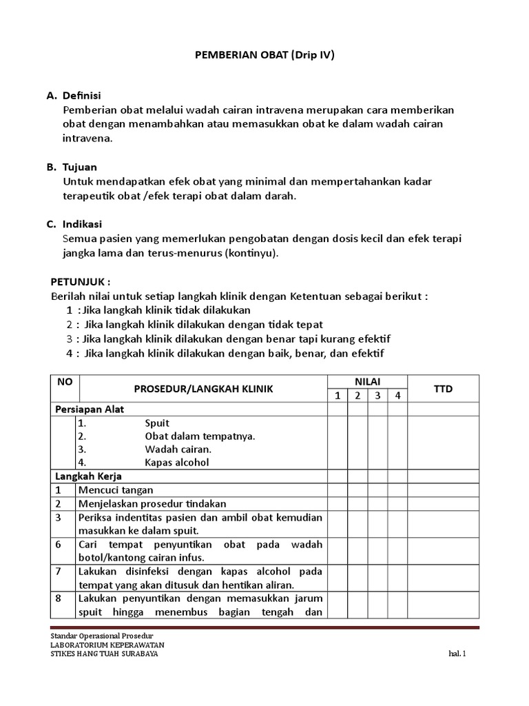 PEMBERIAN OBAT Drip | PDF
