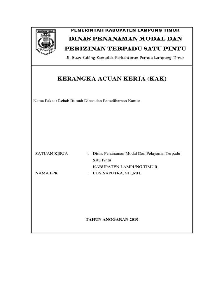 KAK Pemeliharaan Gedung Kantor PTSP | PDF