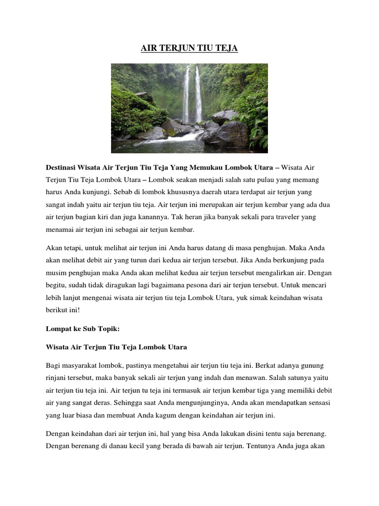 Air Terjun Tiu Teja | PDF
