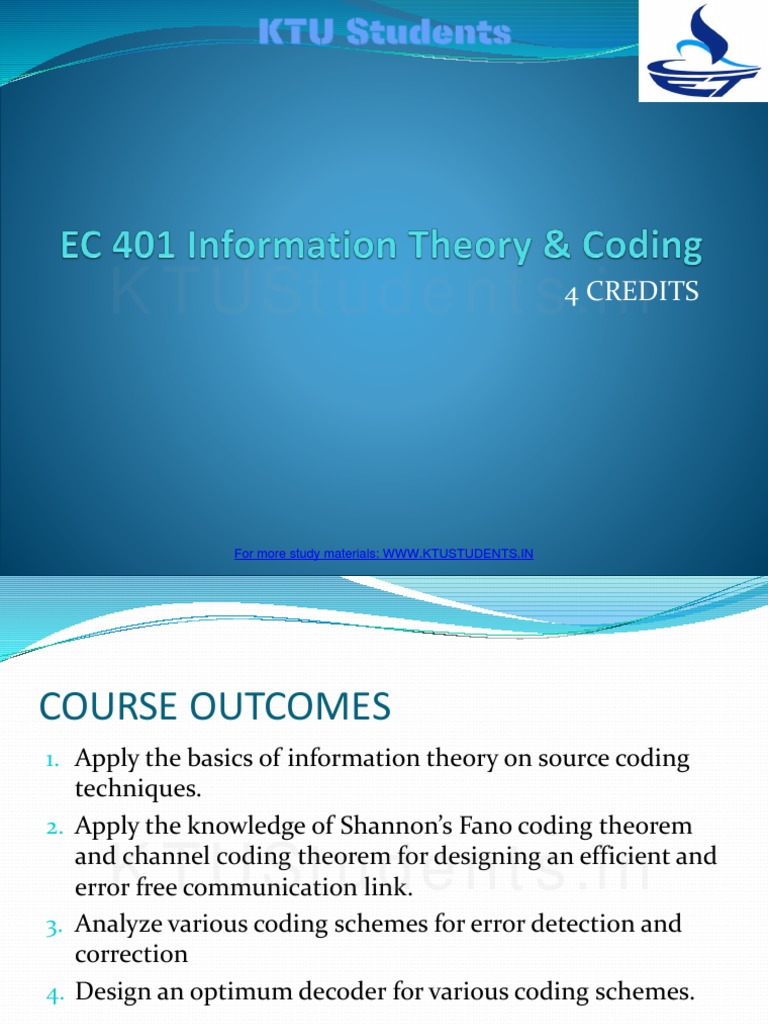 EC401 M1-Information Theory & Coding-Ktustudents - in PDF | PDF | Code | Bit