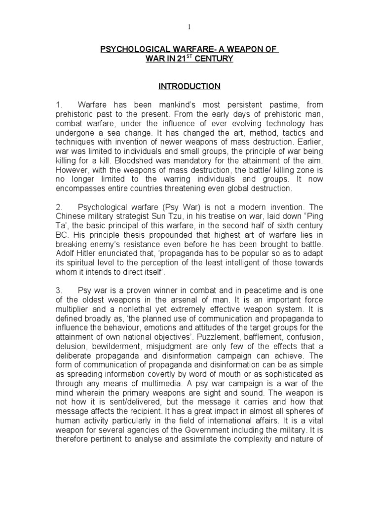 Psychological Warfare in Modern Conflict | PDF | Propaganda | Attitude ...