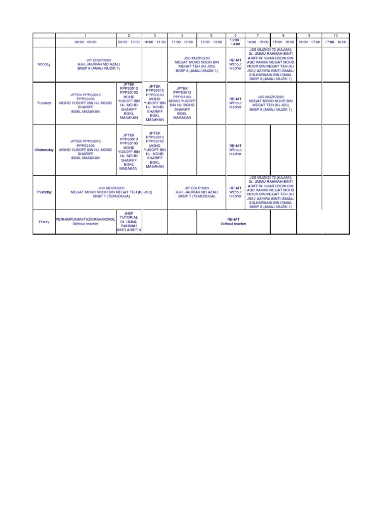 Time Table 2020 | PDF