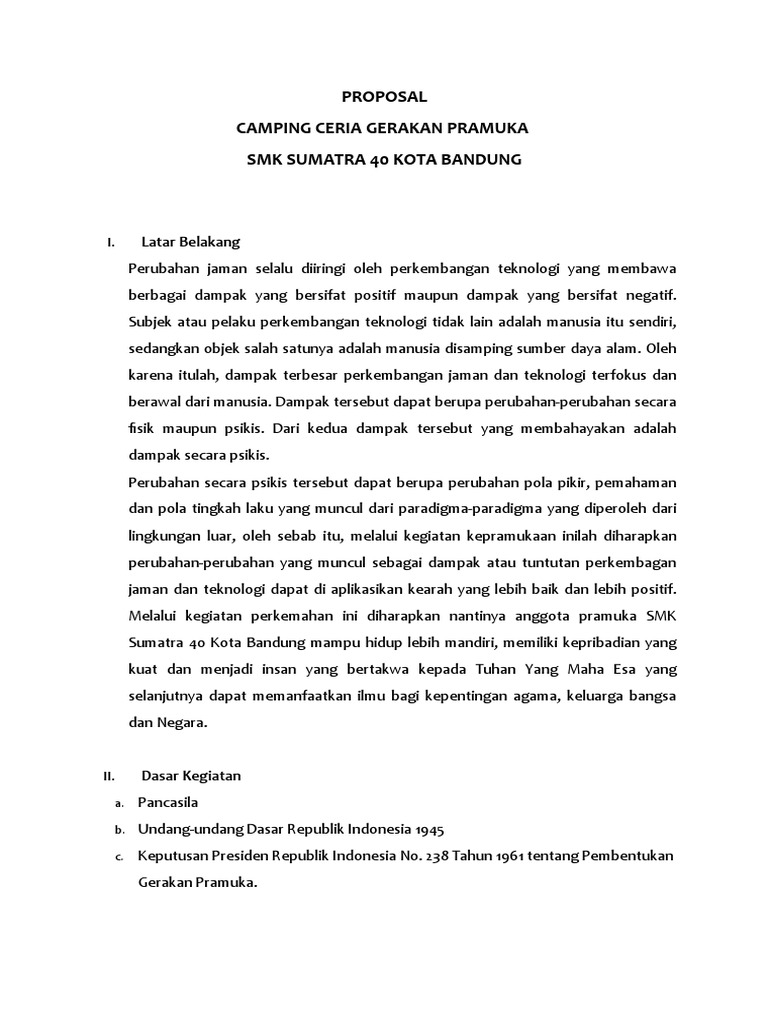 Proposal Camping Ceria Pramuka SMK 40 | PDF | Perjalanan
