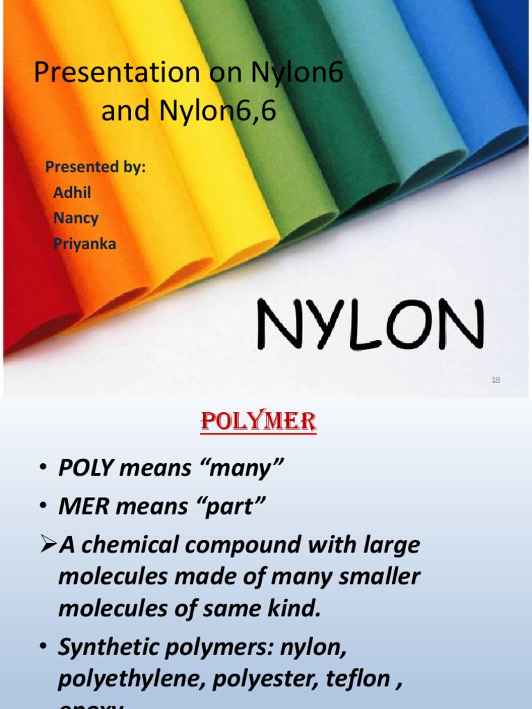 Presentation On Nylon6 and Nylon6,6 | PDF | Nylon | Fibers