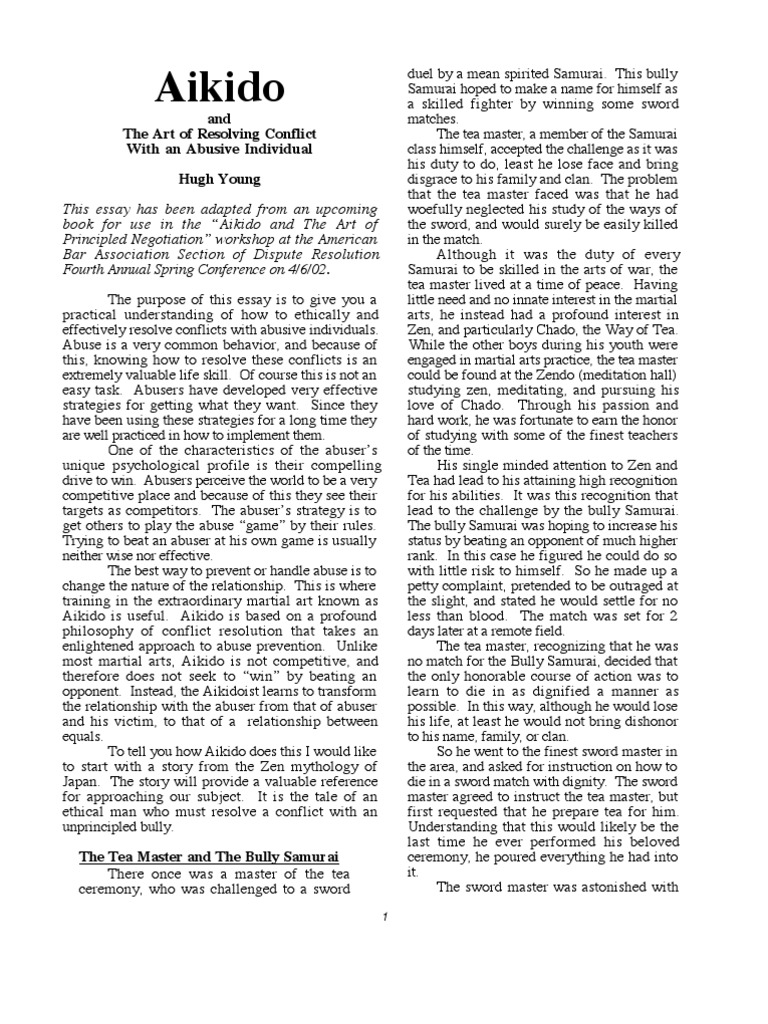 Aikido: and The Art of Resolving Conflict With An Abusive Individual ...
