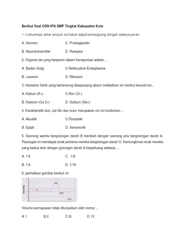 Berikut Soal OSN IPA SMP Tingkat Kabupaten Kota | PDF