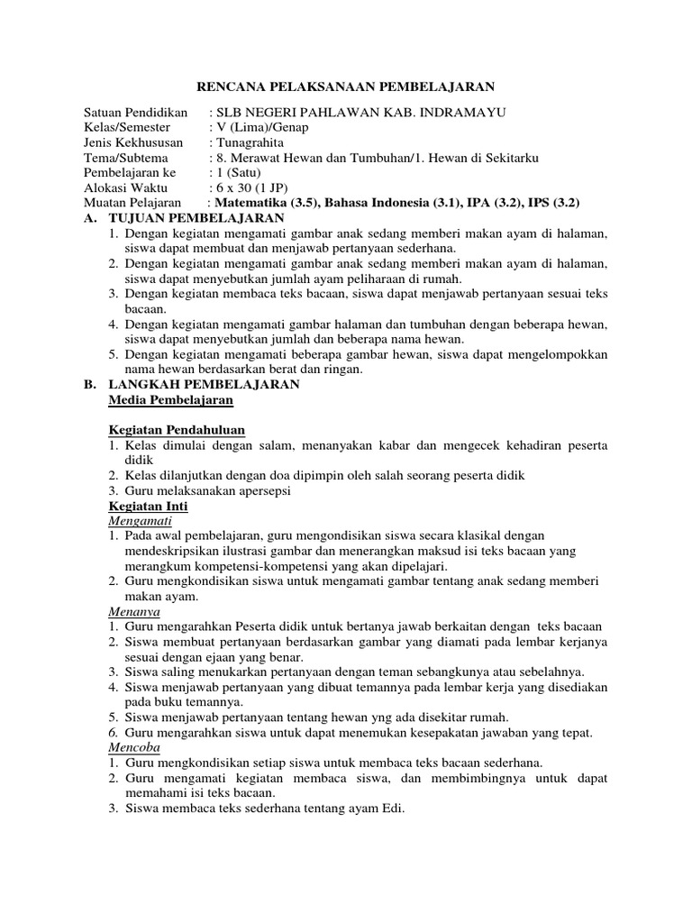 RPP Kelas V Semester II Tema 8 | PDF