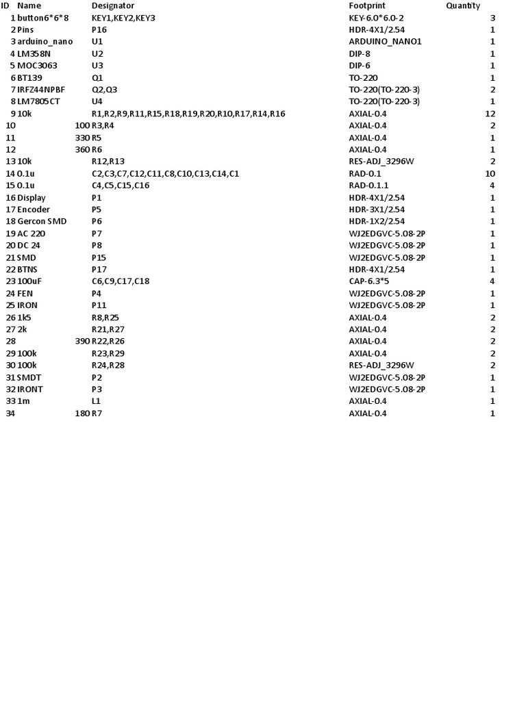 Bom Soldering Station Arduino Nano Паяльная станция на ардуино нано Pdf