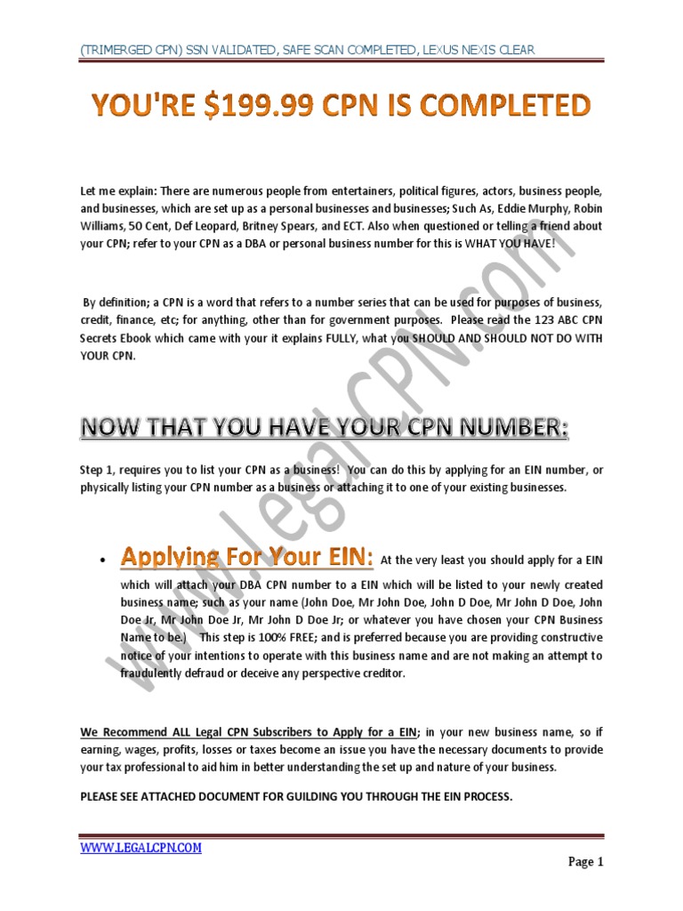 199 COMPLETED CPN PDF 2014c | PDF | Trade Name | Social Security Number