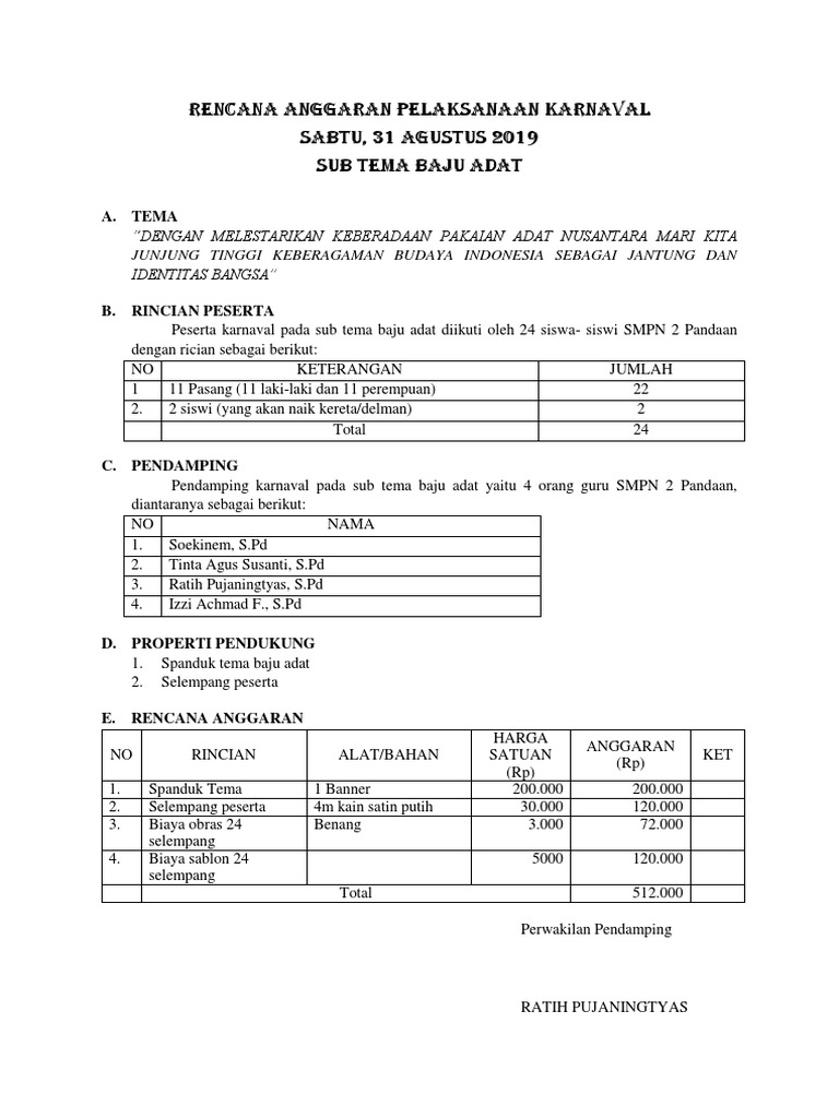 PROPOSAL KARNAVAL BAJU ADAT (Revisi) | PDF