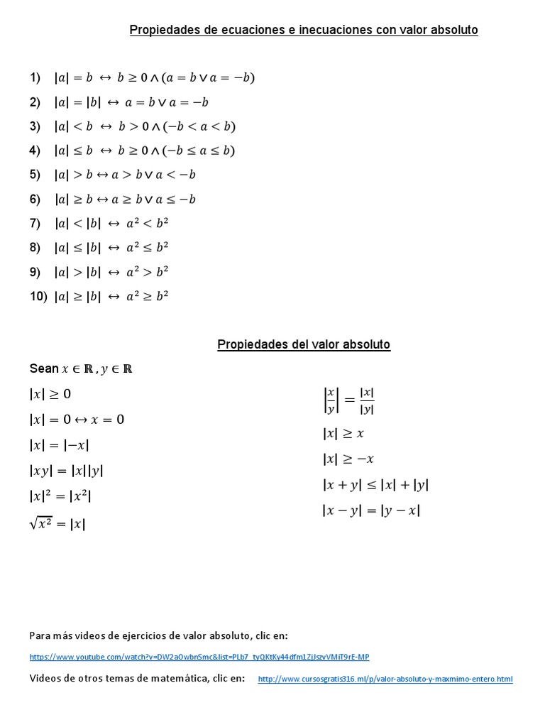 Ecuaciones e Inecuaciones Con Valor Absoluto | PDF
