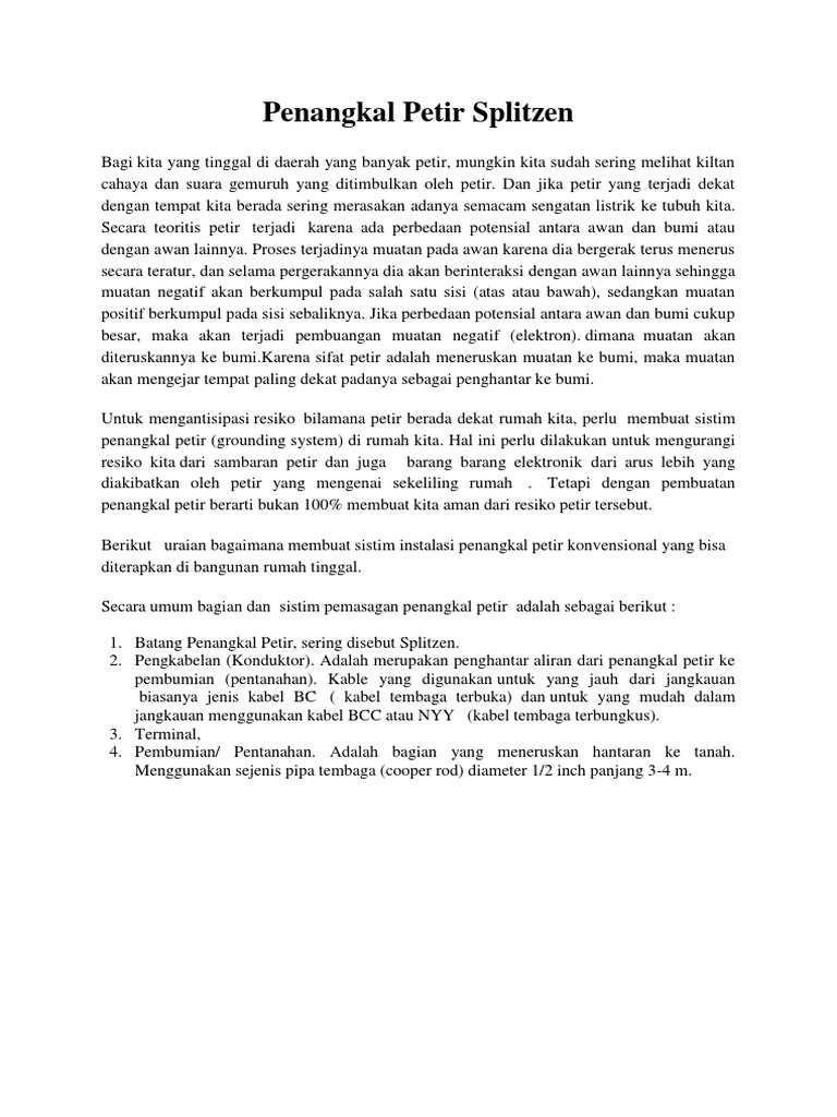 Penangkal Petir Splitzen | PDF