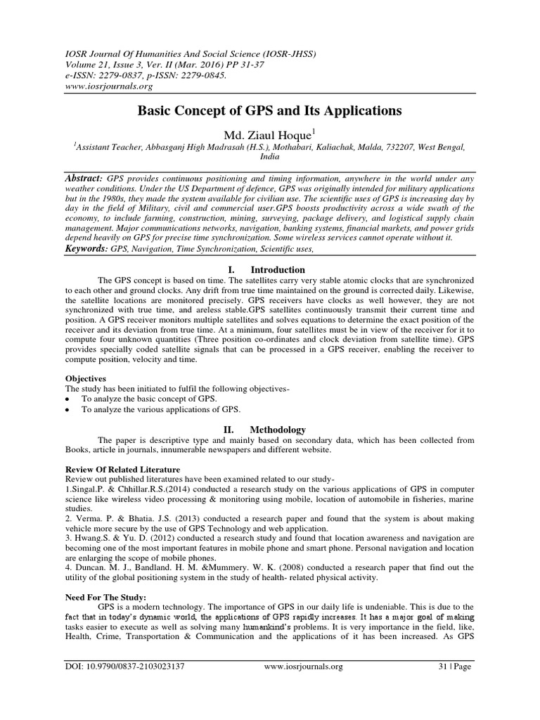 Basic Concept of GPS and Its Applications | PDF | Global Positioning ...