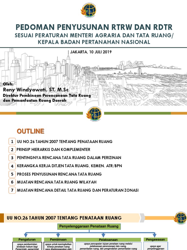 Paparan Pedoman RTRW Dan RDTR - Kementerian ATR-BPN 10 Juli 2019 | PDF