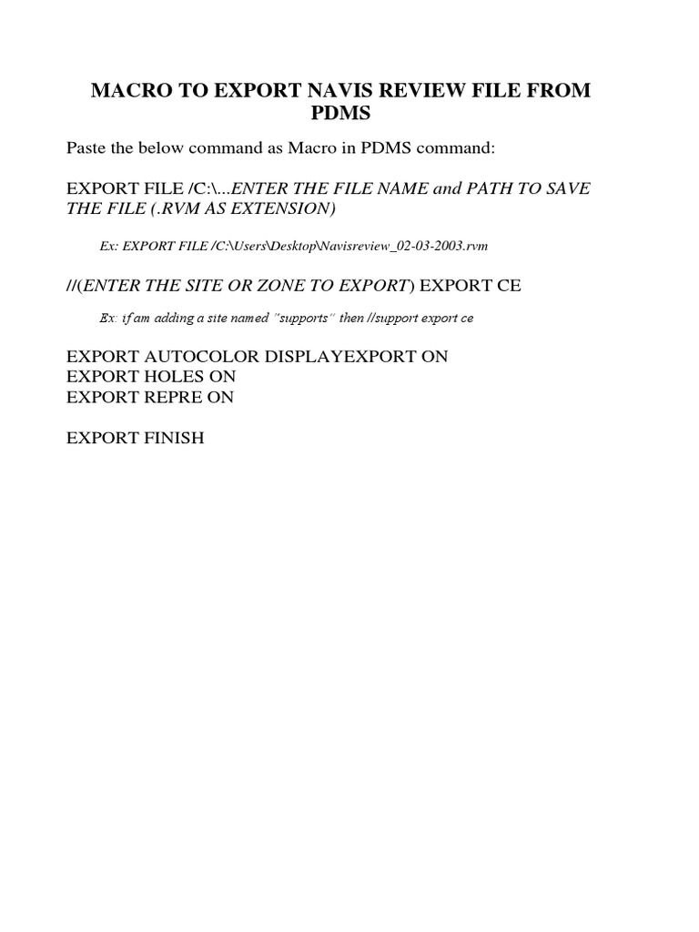 Steps To Export Navis Review File From PDMS | PDF