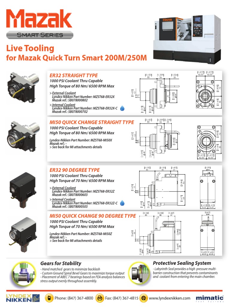 Mazak Smart Series Live Tooling For Quick Turn Smart 200M 250M Manual | PDF