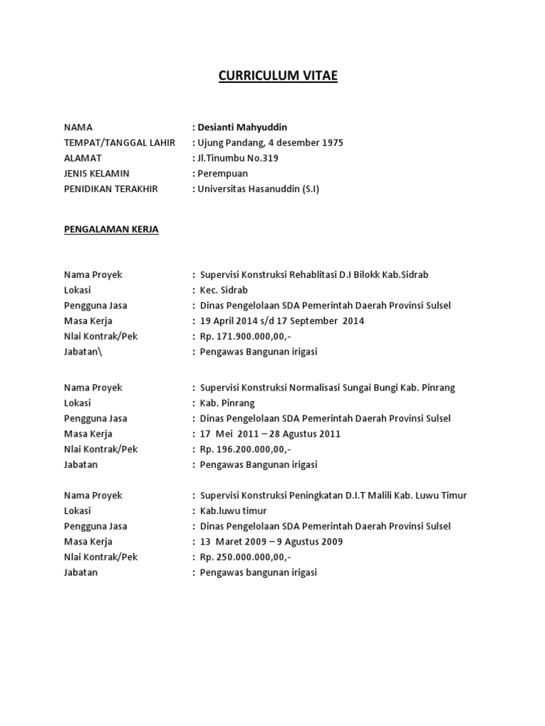 CURRICULUM VITAE Desianti Mahyuddin | PDF