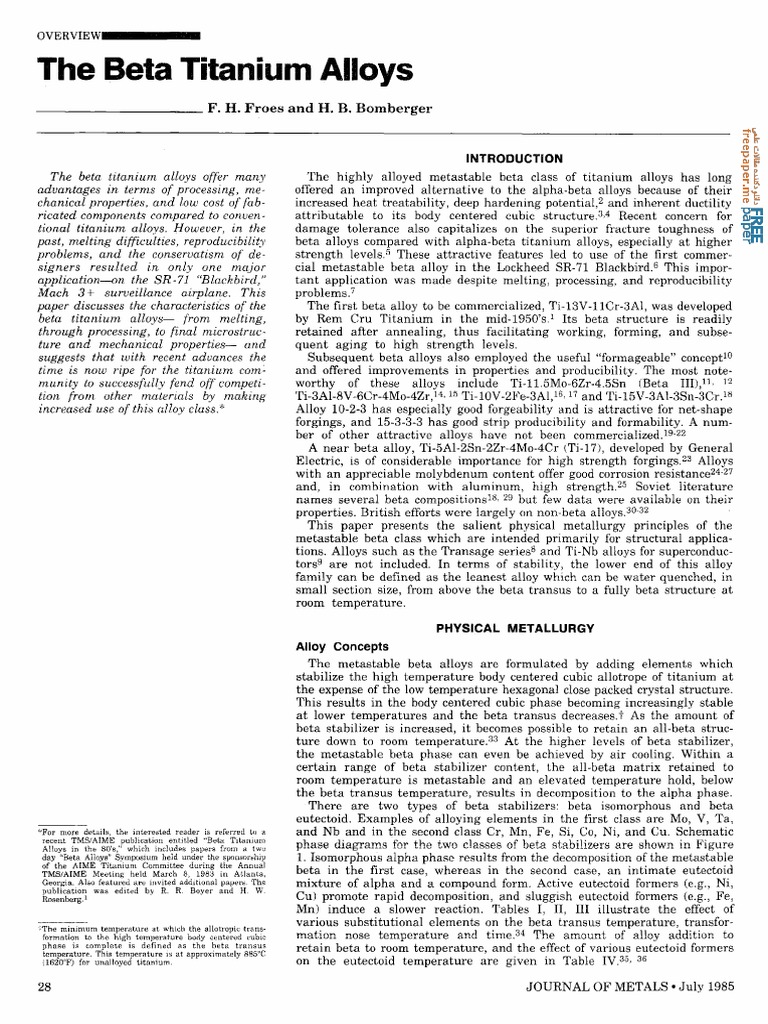 10.1007 BF03259693 The Beta Titanium Alloys | PDF | Technology ...
