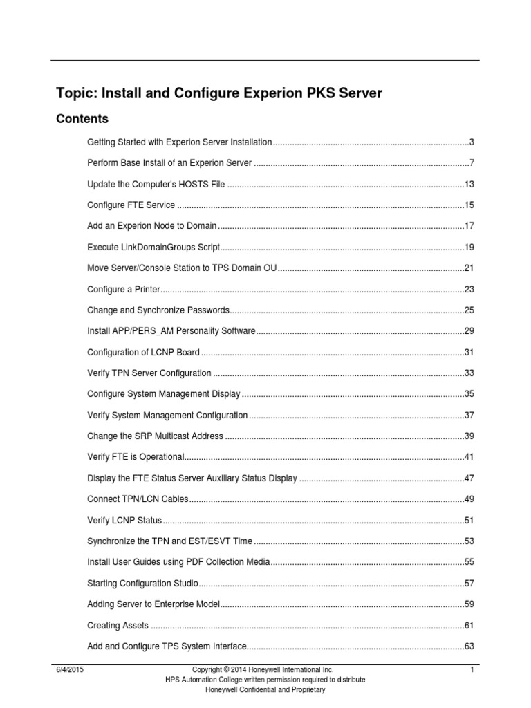 08 - 1002 - I - 2 Install and Configure Experion PKS Server | PDF