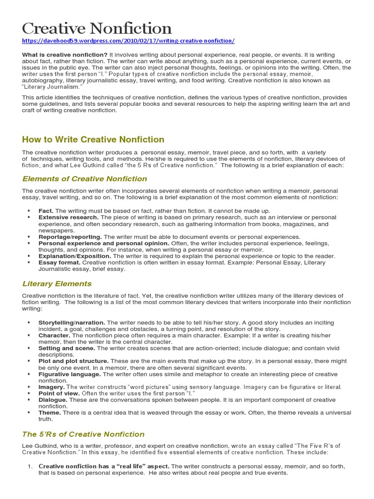 Creative Nonfiction Notes | PDF