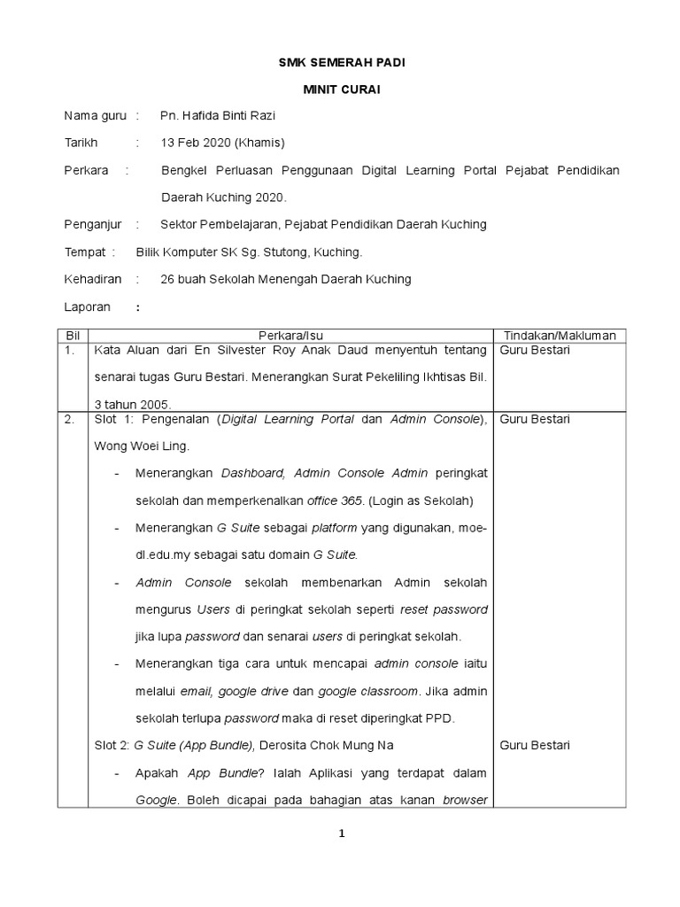 Minit Curai Digital Learning Portal 2020 | PDF