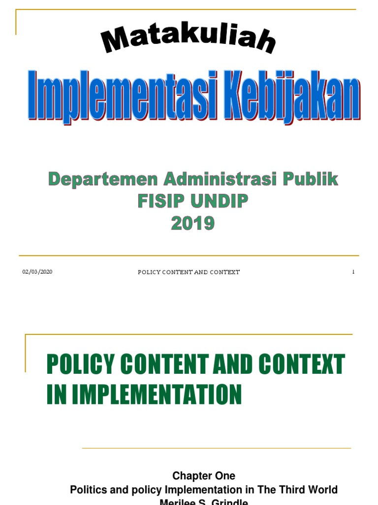 Kebijakan dan Implementasi Grindle | PDF