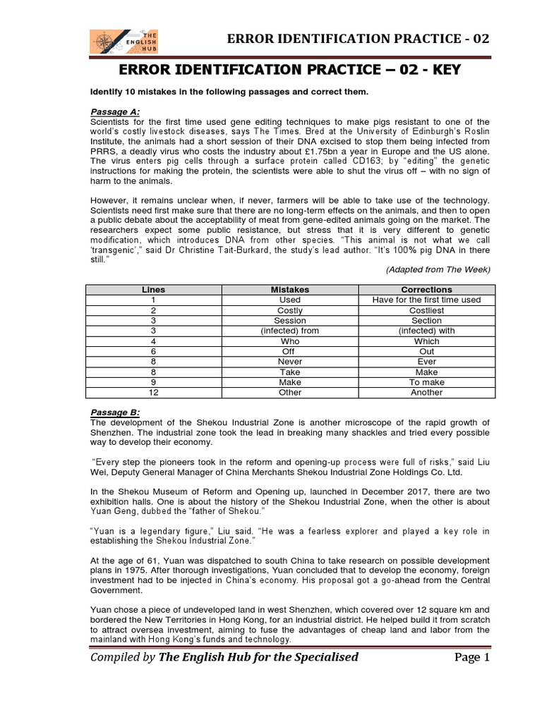Error Identification in Texts | PDF