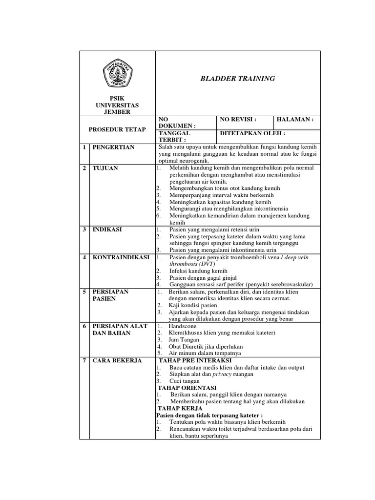 SOP Bladder Training | PDF