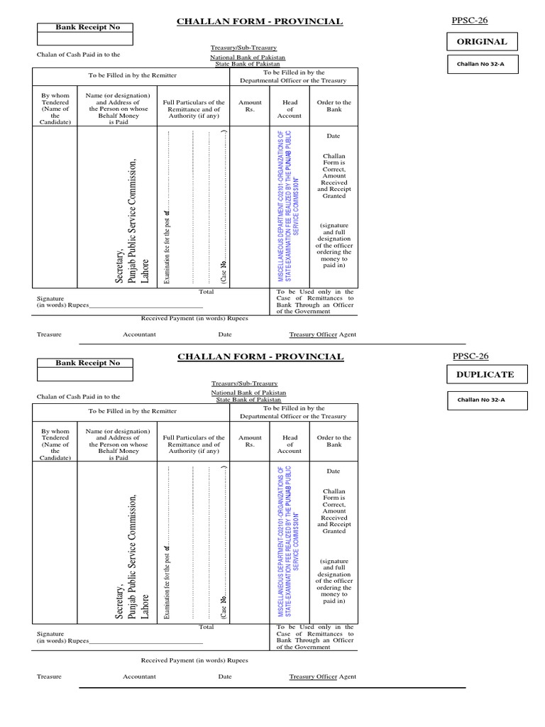 PPSC Challan Form PDF | PDF