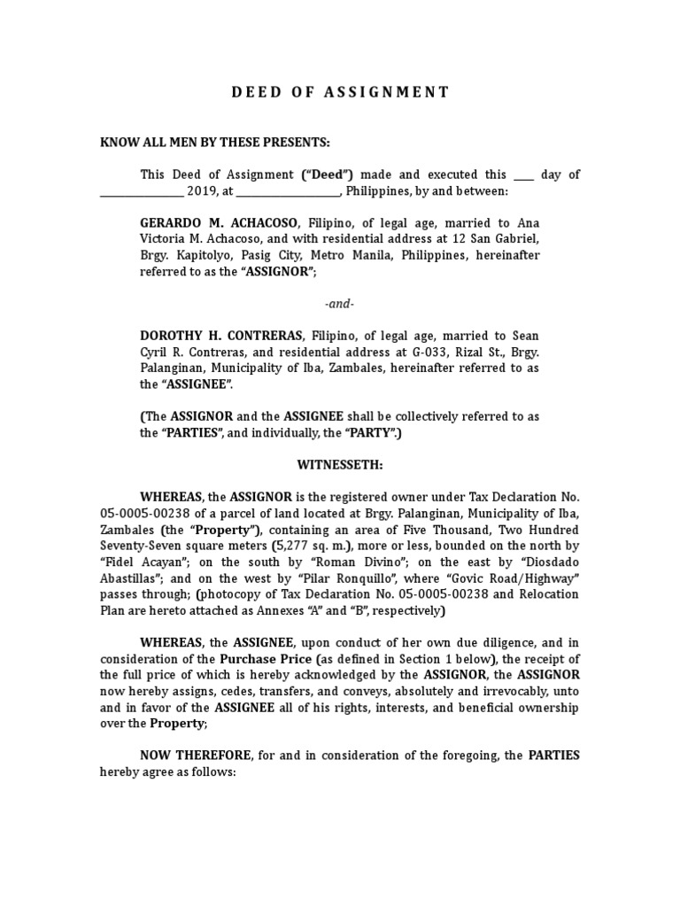 Deed of Assignment | PDF