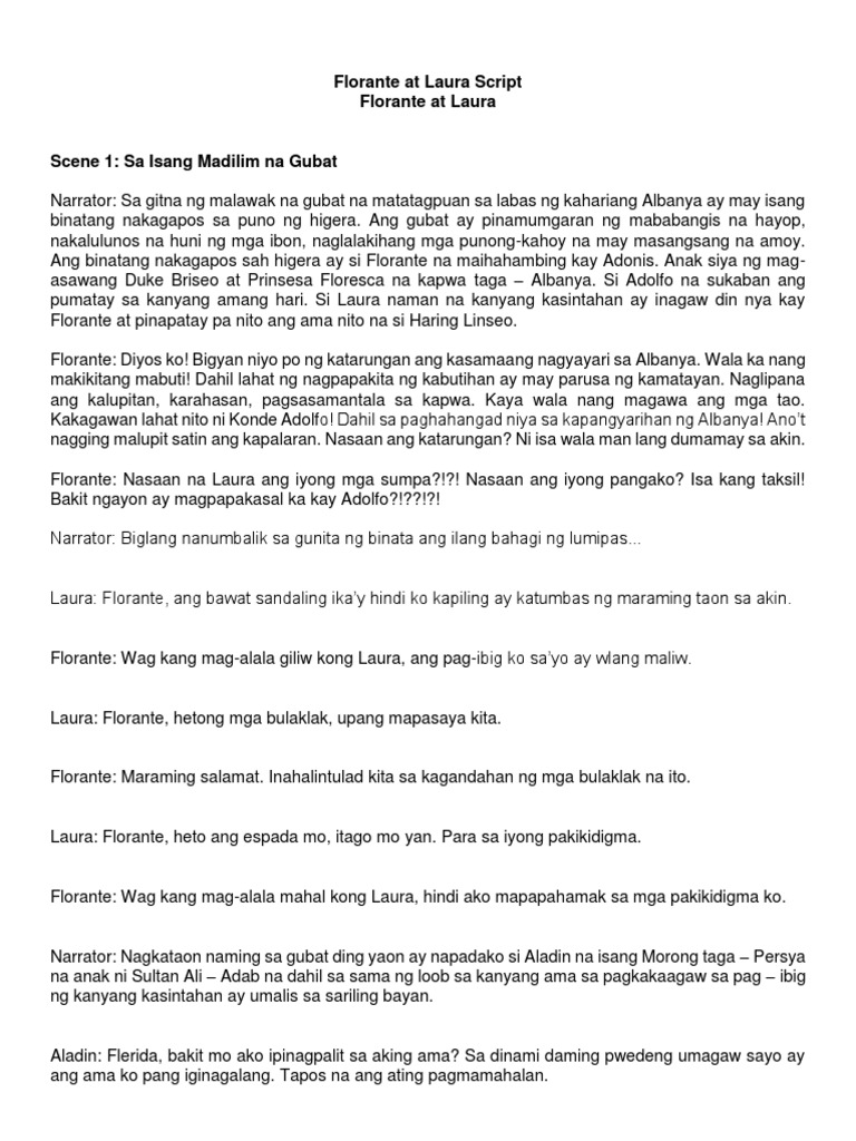 Florante at Laura Script | PDF